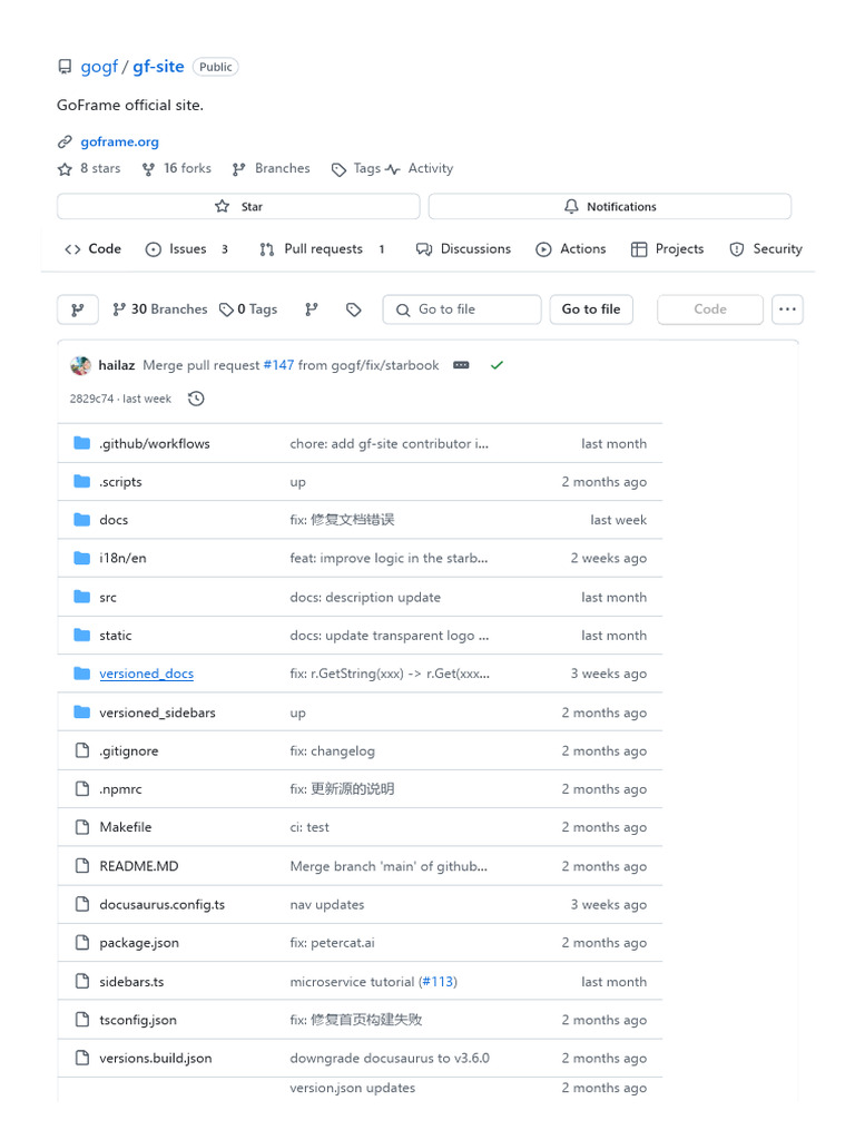 GitHub - Gogf - Gf-Site - GoFrame Official Site | PDF