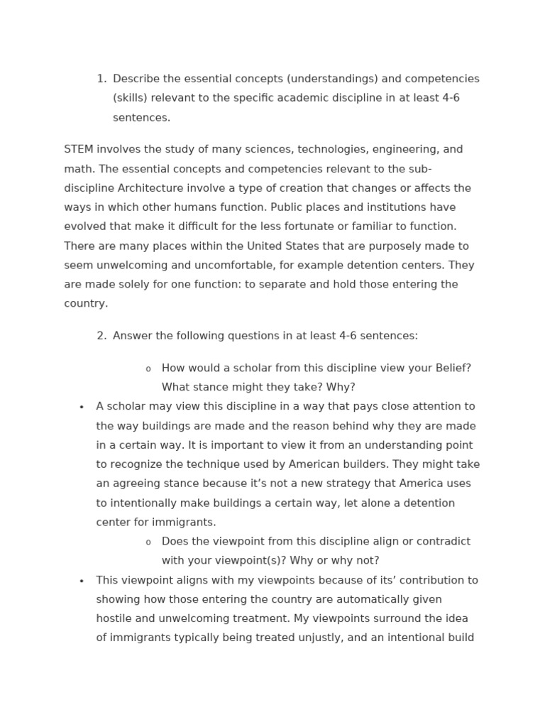 Sub Disciplinary Mini Write Pdf Cognition Disciplines