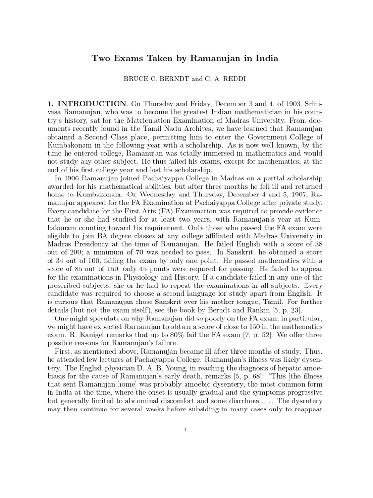 Ramanujan's Matric Exams | PDF | Circle | Euclidean Geometry