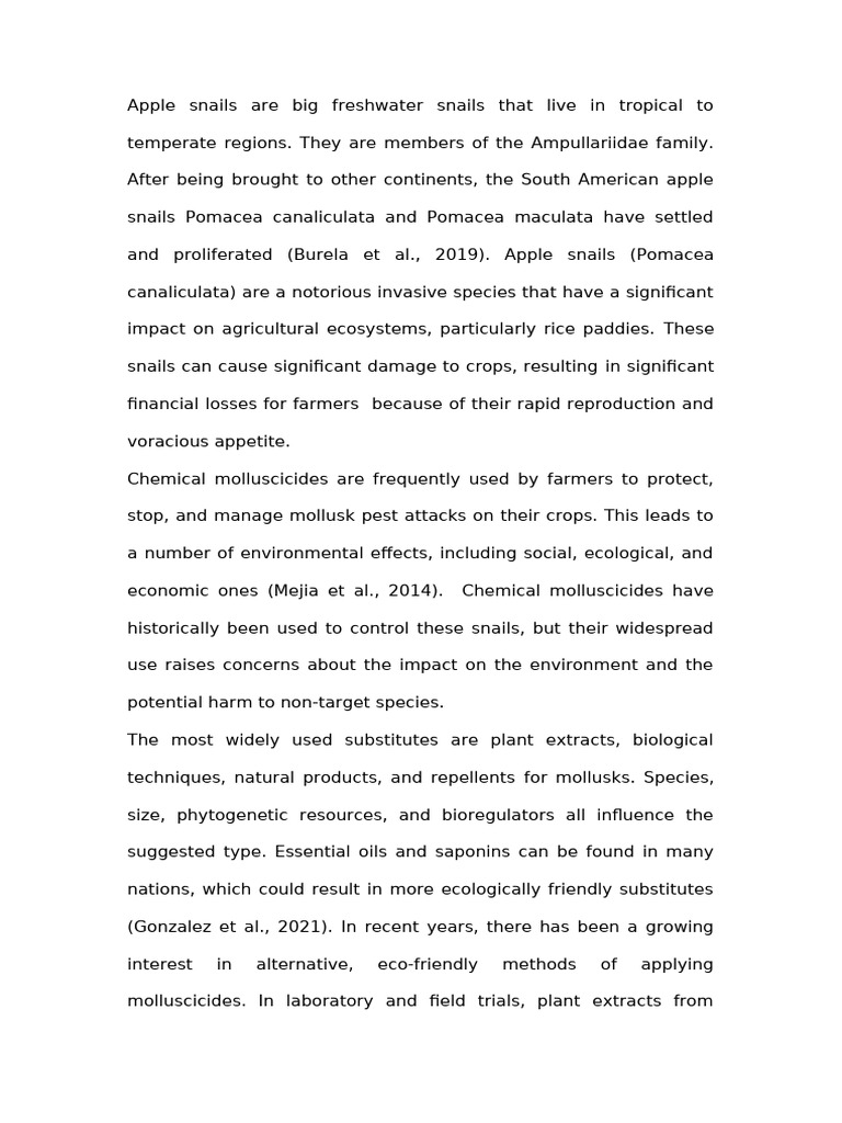 Eco-Friendly Molluscicides for Apple Snails | PDF | Natural Environment