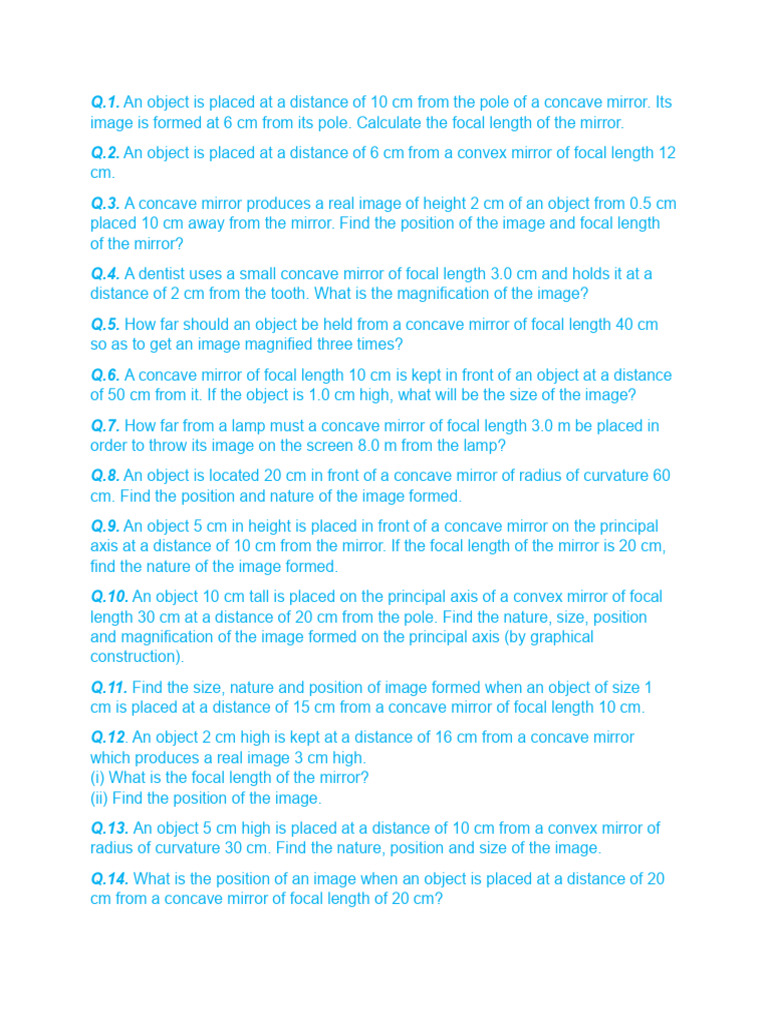 questions on mirror ix | PDF | Electromagnetic Radiation | Glass Engineering And Science
