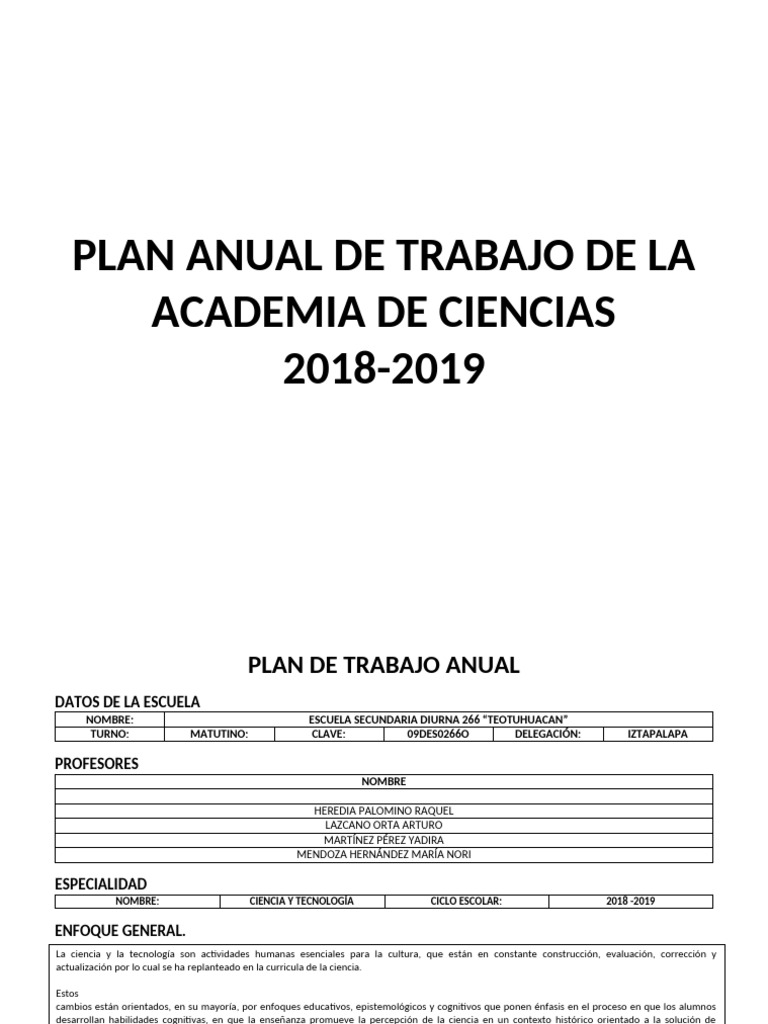Formato Plan Anual 18 19 | PDF | Importar | Química