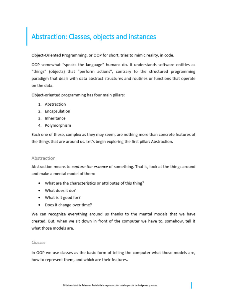 Abstraction Classes Objects And Instances Pdf Object Oriented Programming Abstraction