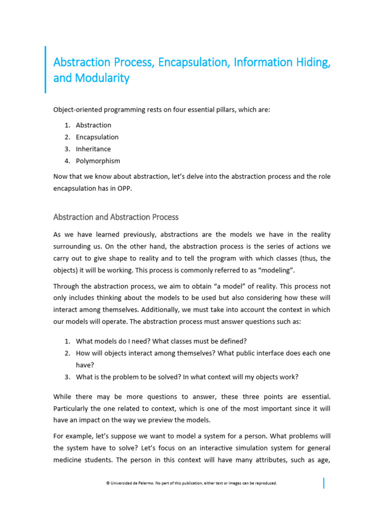 Abstraction Process Encapsulation Information Hiding And Modularity