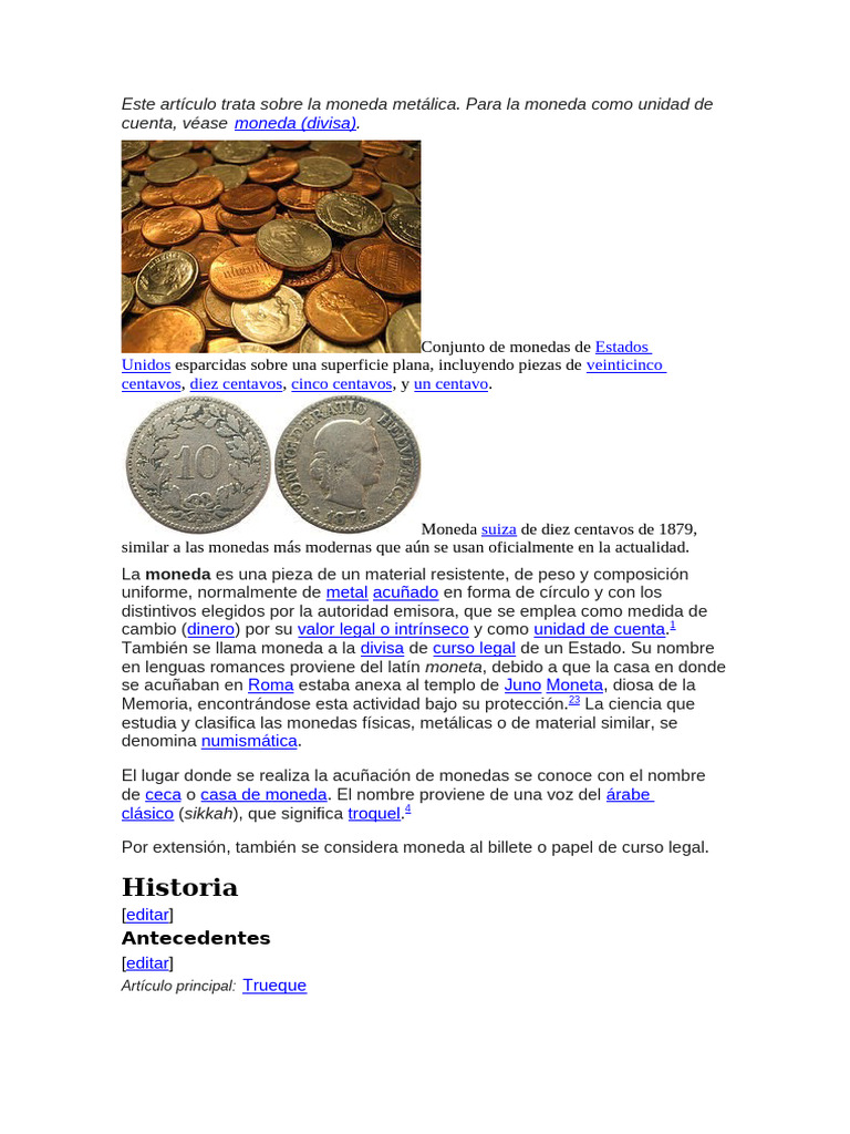Historia y características de la moneda | PDF | Monedas | Economias