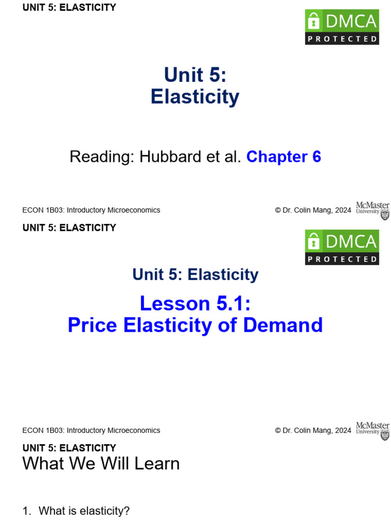 Unit 5 Elasticity | PDF | Elasticity (Economics) | Demand