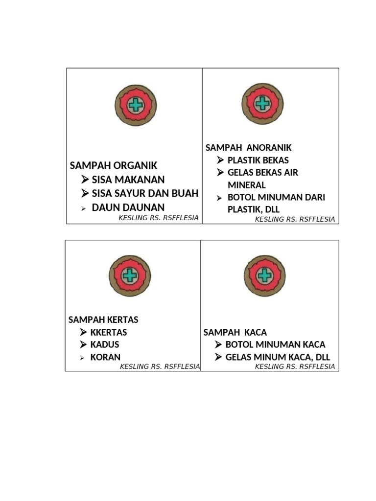 Jenis Sampah Dan Tong Sampah | PDF