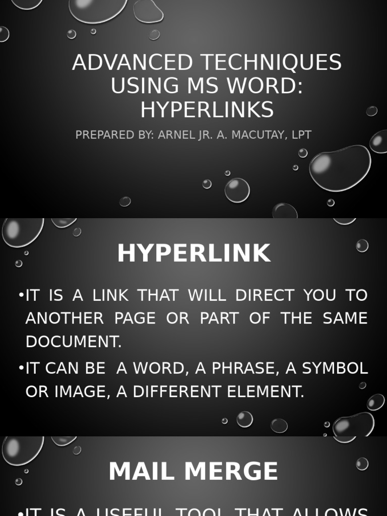 Advanced MS Word Techniques: Hyperlinks & Mail Merge | PDF