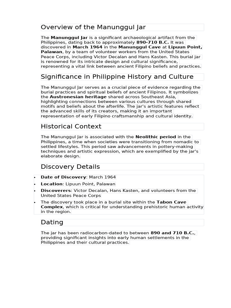 Overview of the Manunggul Jar | PDF