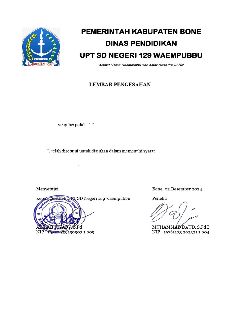 Lembar Pengesahan PTK Muhammad Daud | PDF