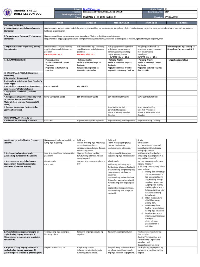 DLL - Esp 3 - Q3 - W4 | PDF