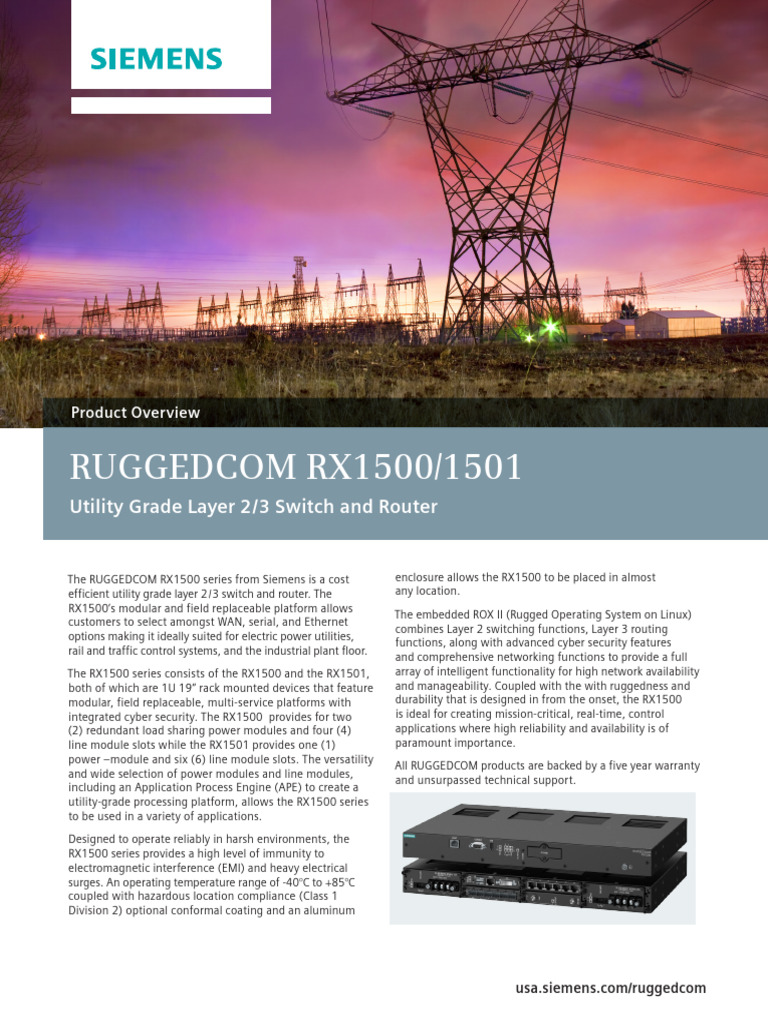 RUGGEDCOM RX1500 Utility Switch Router | PDF | Network Switch ...