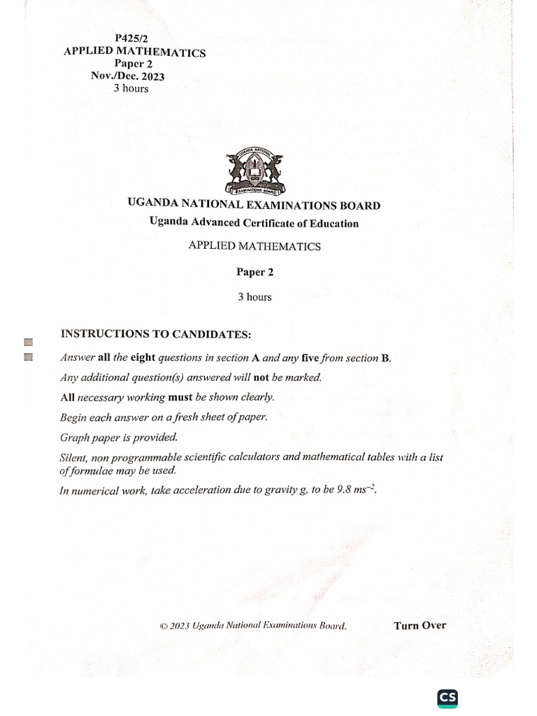 Uace Applied Math 2023 | PDF