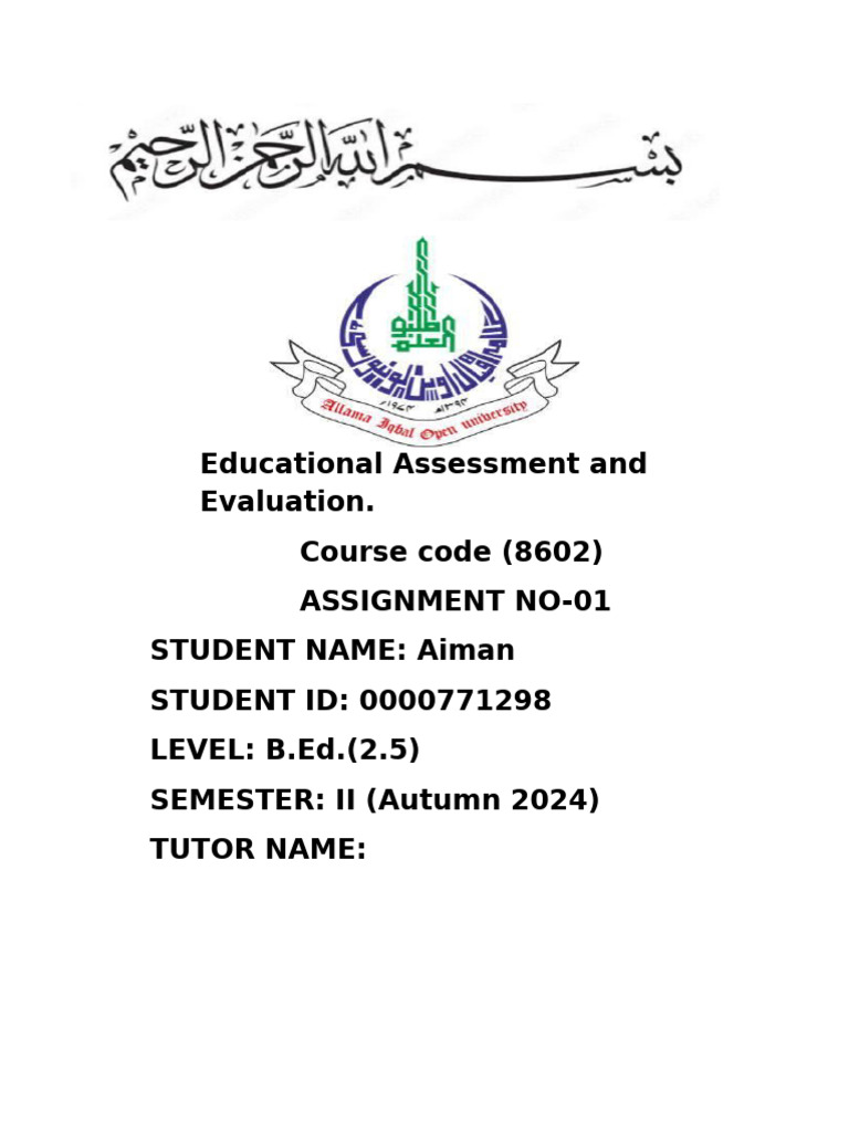 8602-1 AIMAN | PDF | Educational Assessment | Multiple Choice
