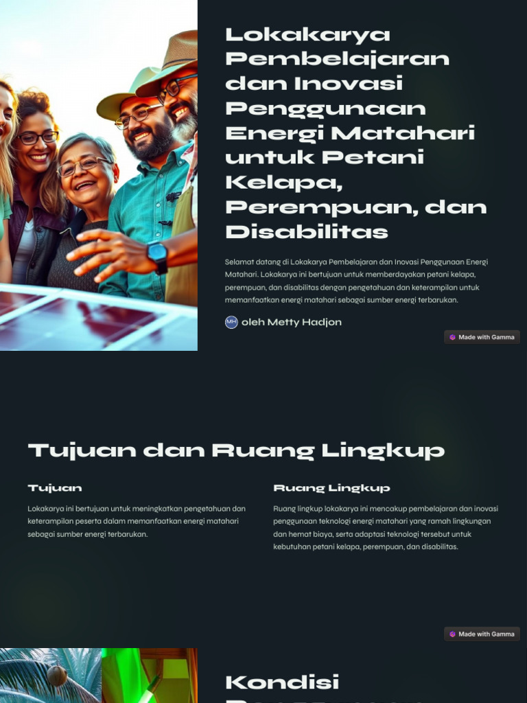 Lokakarya Pembelajaran Dan Inovasi Penggunaan Energi Matahari Untuk Petani Kelapa Perempuan Dan ...