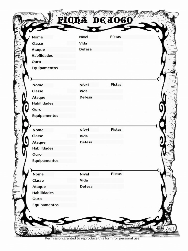 Four Against Darkness - Character Sheet | PDF
