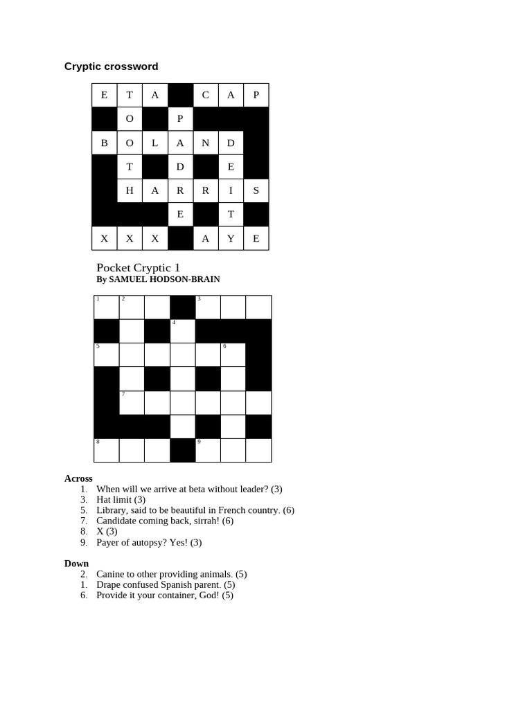 Cryptic Crossword | PDF