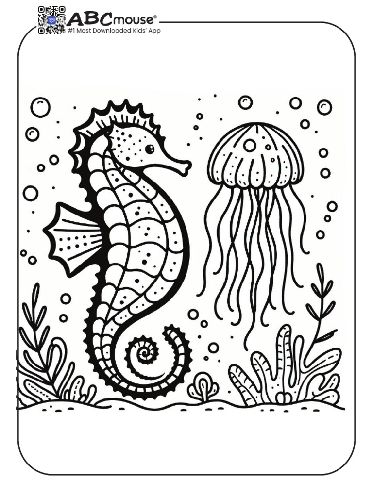 ABCmouse Coloring Page Seahorse 16 | PDF