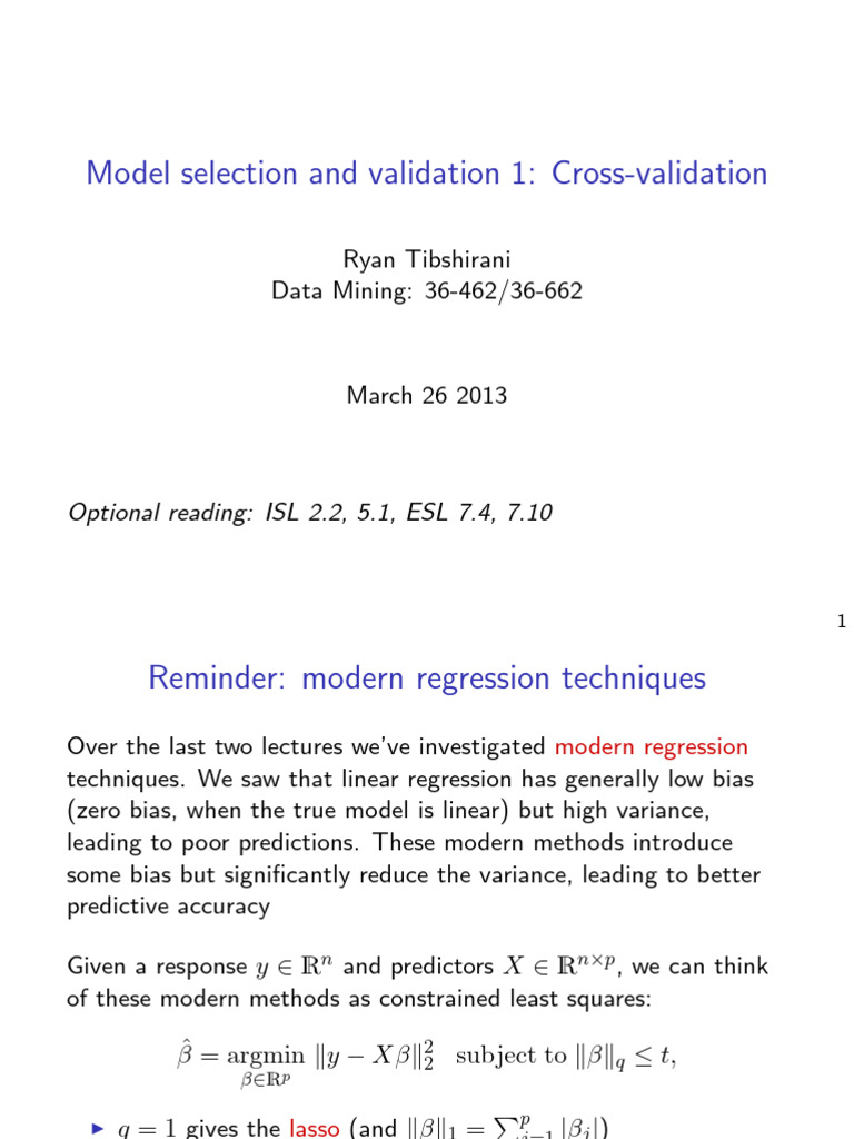 10-cv-val1 | PDF | Cross Validation (Statistics) | Regression Analysis