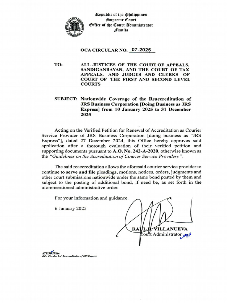 OCA Circular No. 07-2025 | PDF