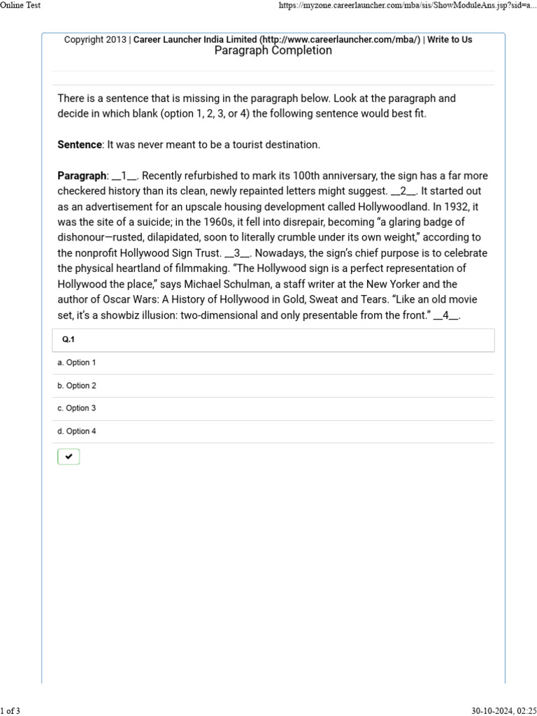 Paragraph Completion Sectional 4 | PDF