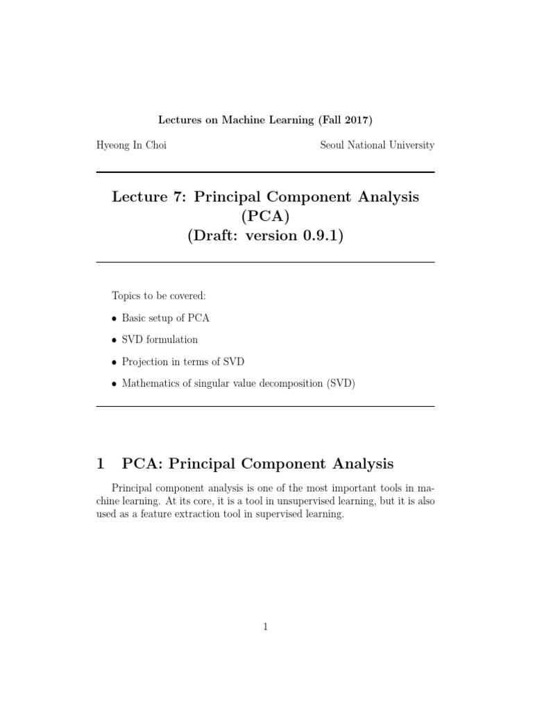 PCA | PDF | Eigenvalues And Eigenvectors | Principal Component Analysis