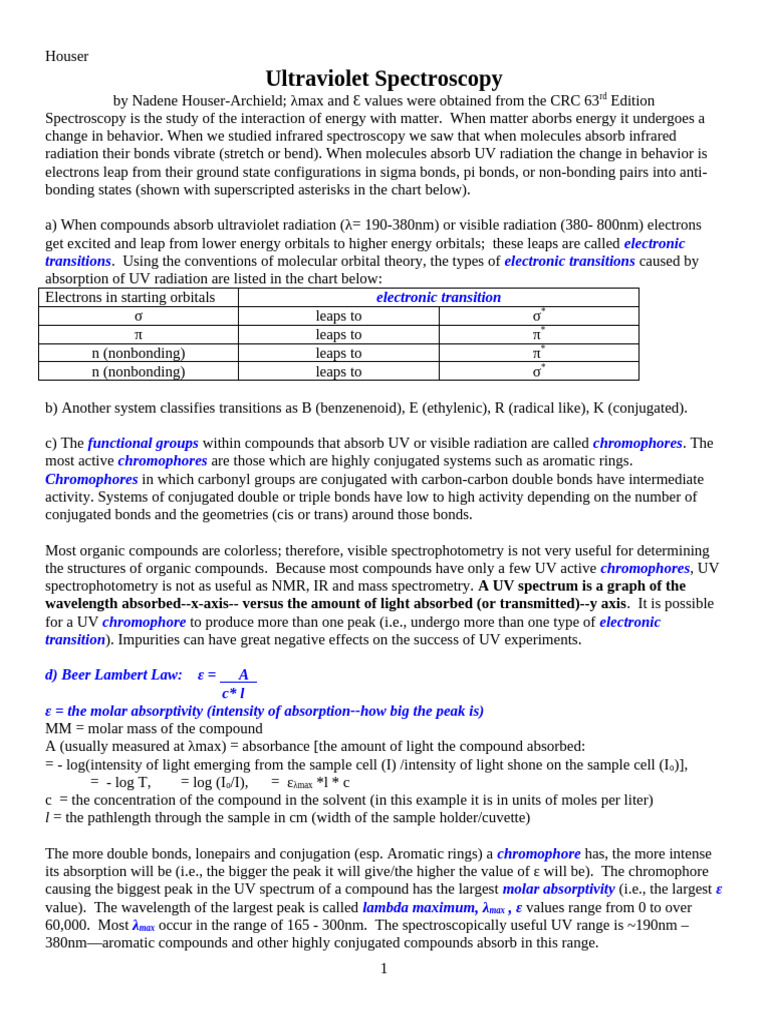 Wk7 Ultraviolet and visible spectrophotometry | PDF | Ultraviolet–Visible Spectroscopy | Chromophore