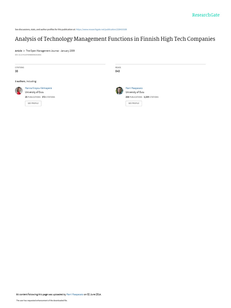Analysis of Technology Management Functions in Fin | PDF | Strategic Management | Business