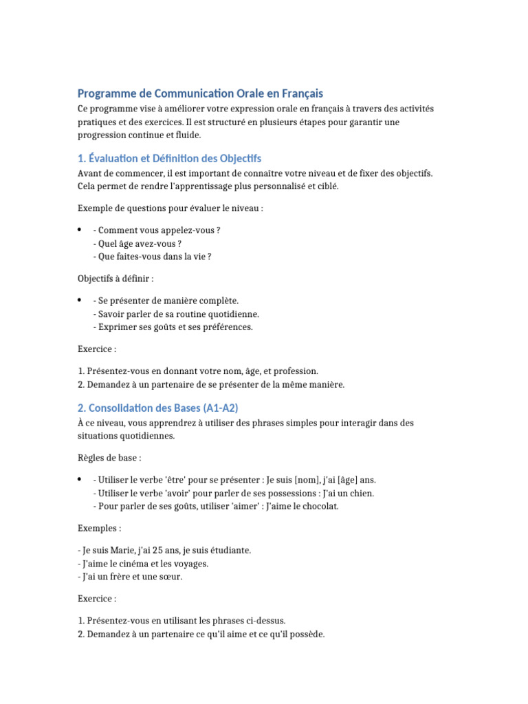 Programme de Communication Orale Gratuit | PDF | Langue française ...