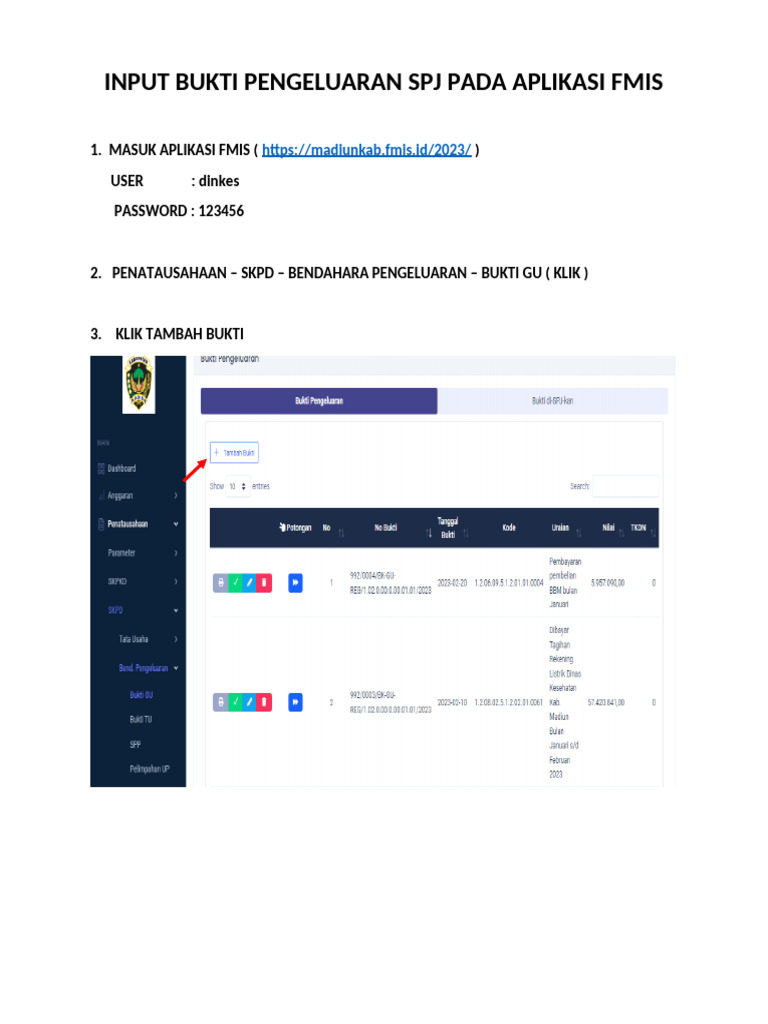 Input Bukti Pengeluaran SPJ | PDF