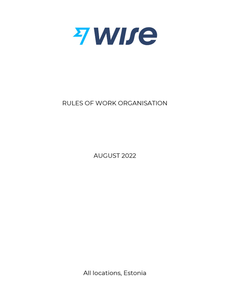 EST-Rules of Work Organisation v08 - 2022 | PDF | Parental Leave | Salary