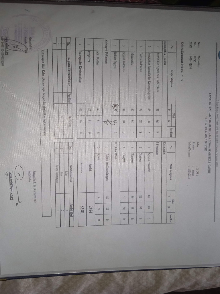 Nilai Raport Semester 1-4-Dikompresi | PDF