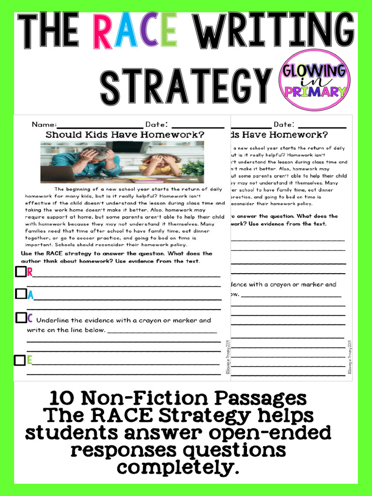 2 - Writing With The RACE Strategy Passages | PDF