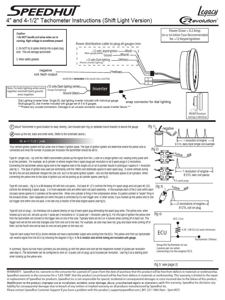 4 4 1-2 Tachometer Instructions Shift Light Version | PDF | Ignition ...