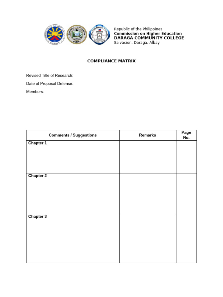 Compliance Matrix for Research Proposal | PDF