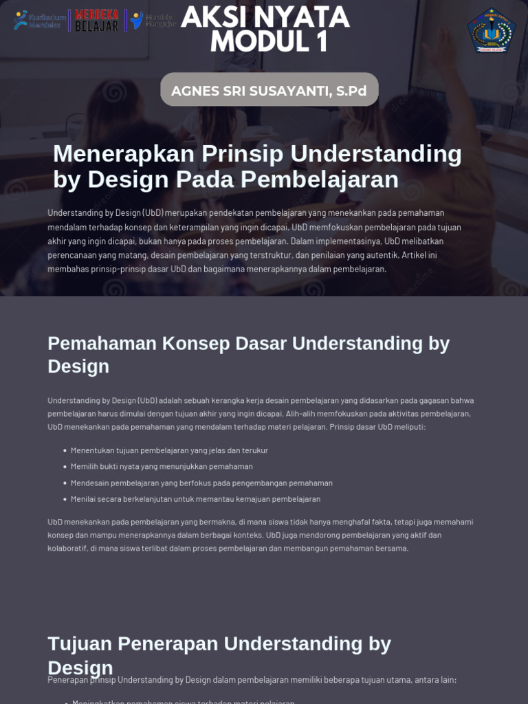 Aksi Nyata-Menerapkan-Prinsip-Understanding-by-Design-Pada-Pembelajaran | PDF