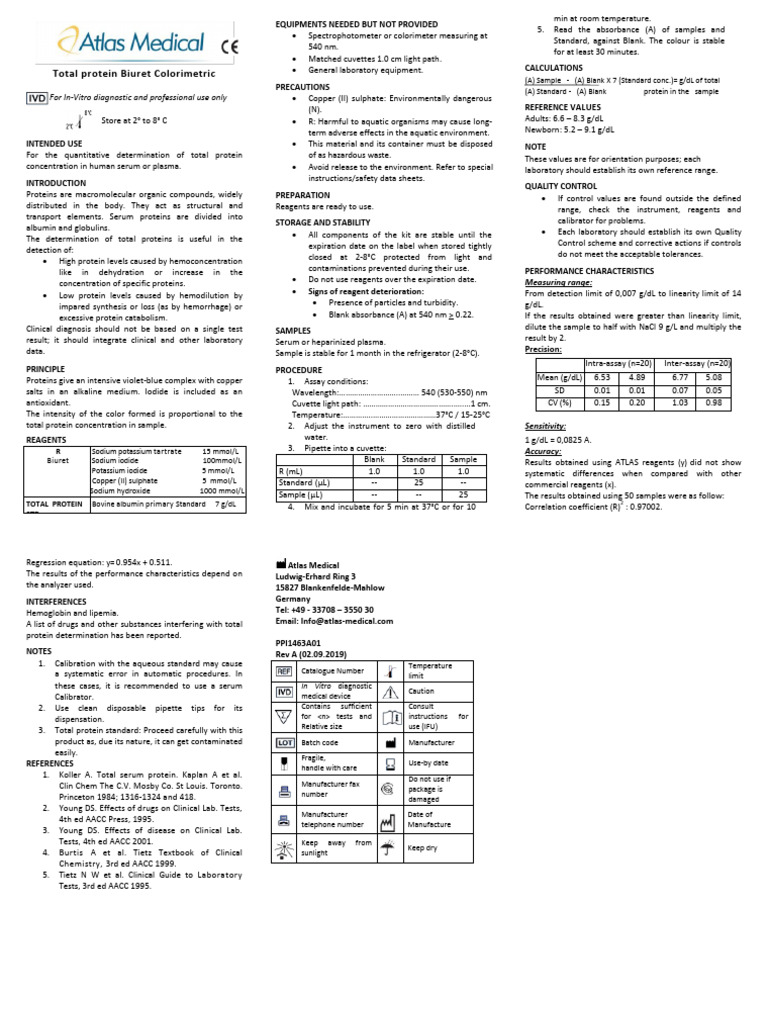 Total-Protein-Package-Insert | PDF | Blood Plasma | Spectrophotometry