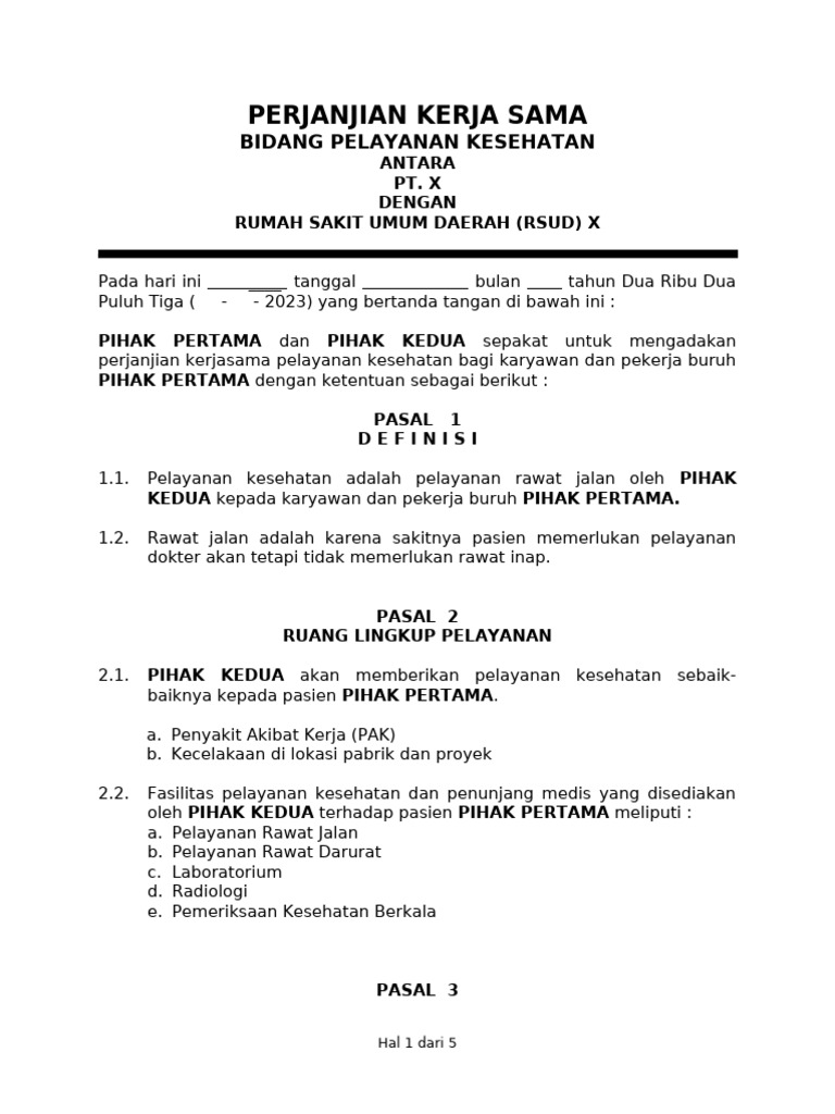 Contoh Draft Mou RS | PDF