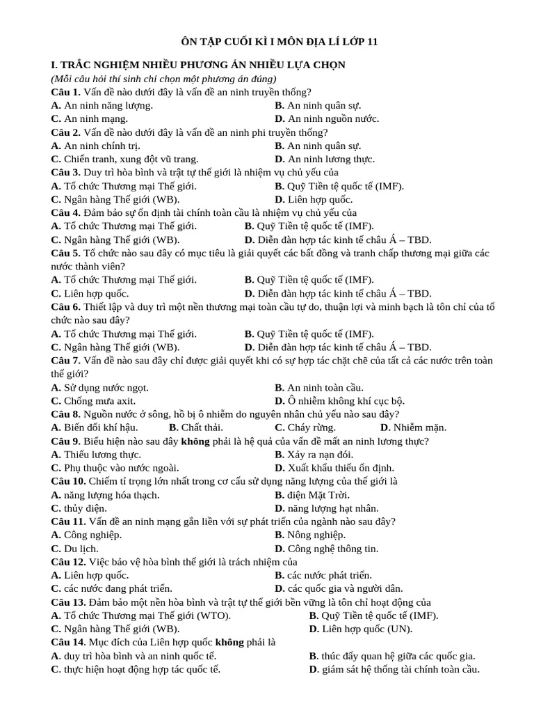 ĐỀ-CƯƠNG-ĐỊA-CK1-KHỐI-11 | PDF
