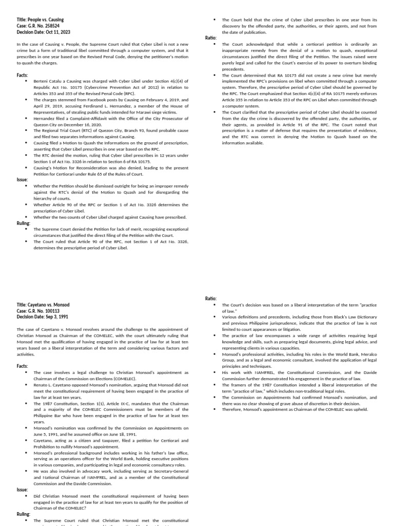 Legal Insights on Cyber Libel | PDF | Defamation | Practice Of Law