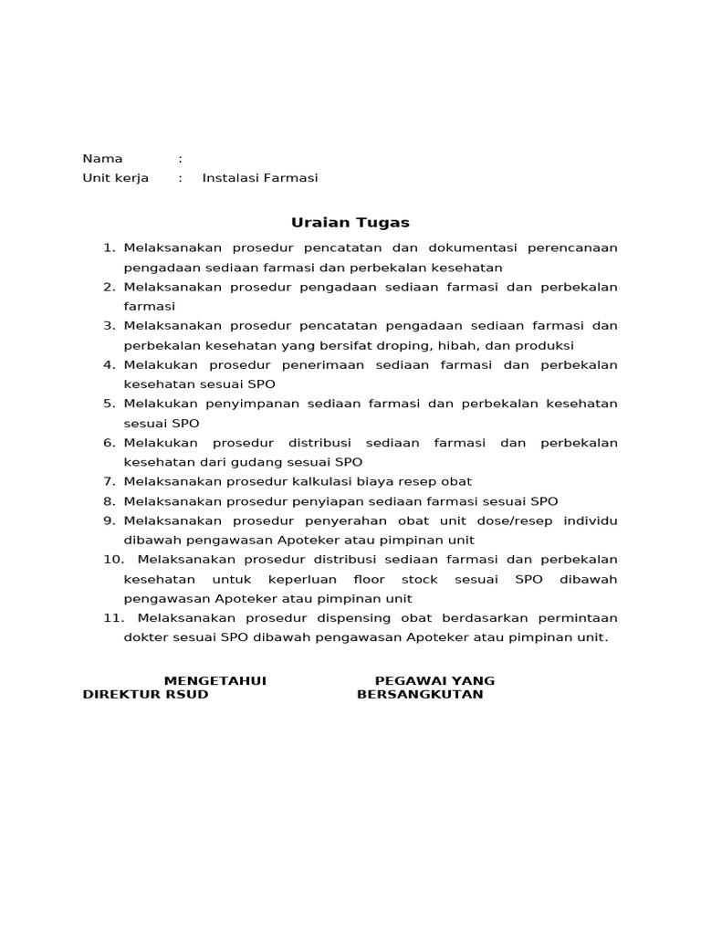 Contoh Uraian Tugas | PDF