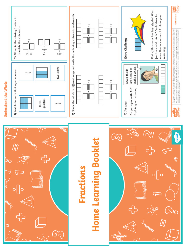 Fraction Vacation Homework Level 1 | PDF