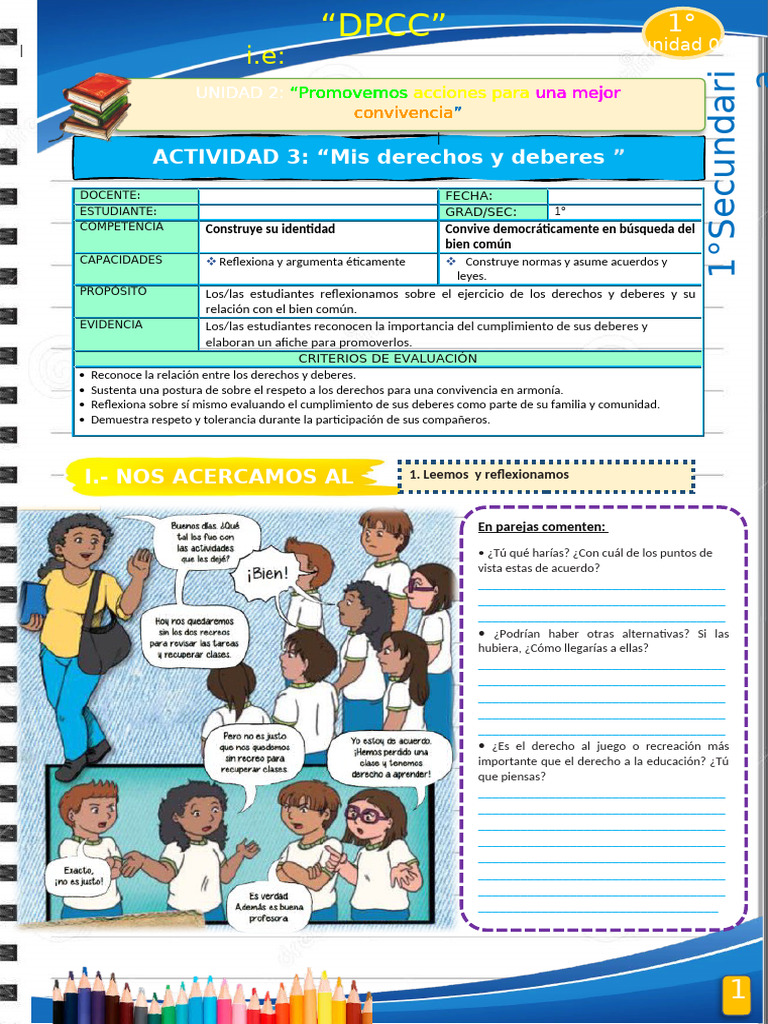 1° DPCC - Actv.03-Uni.2 2023 | PDF | Derechos humanos | Derechos