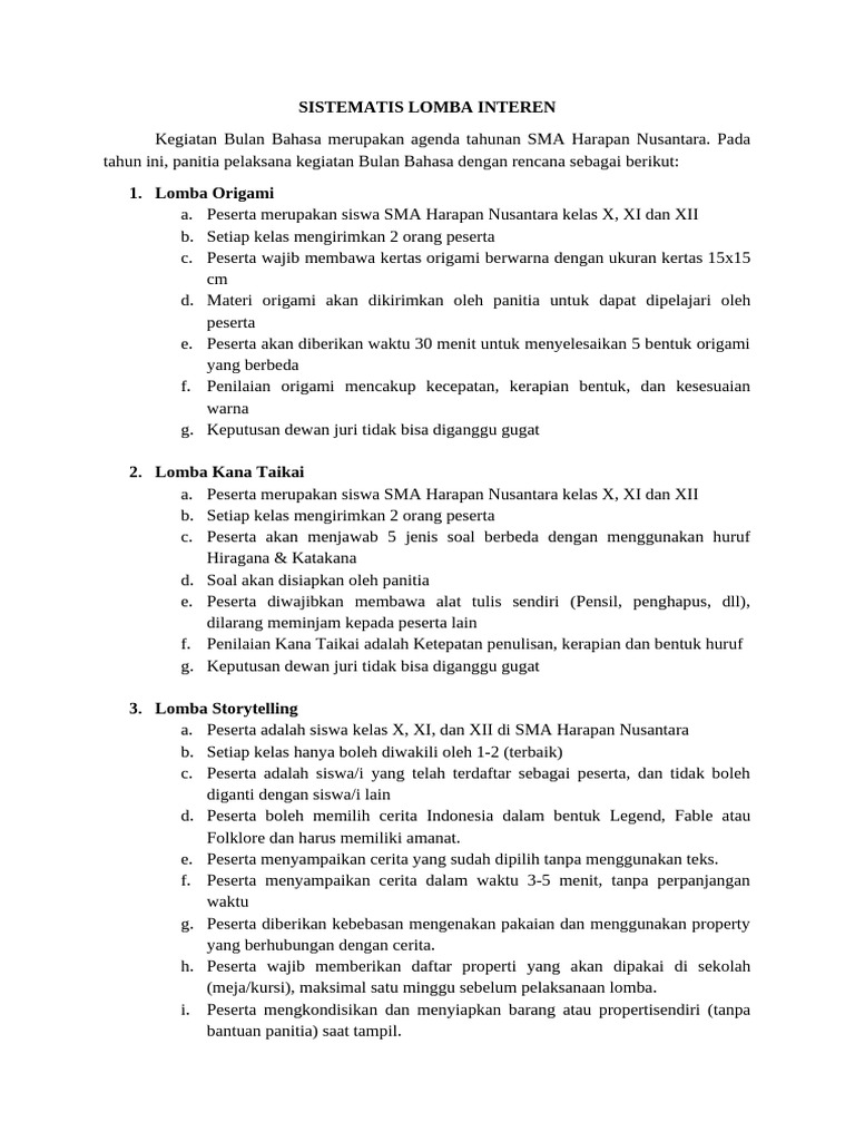 Sistematis Lomba Interen (21 Sep 2024) | PDF