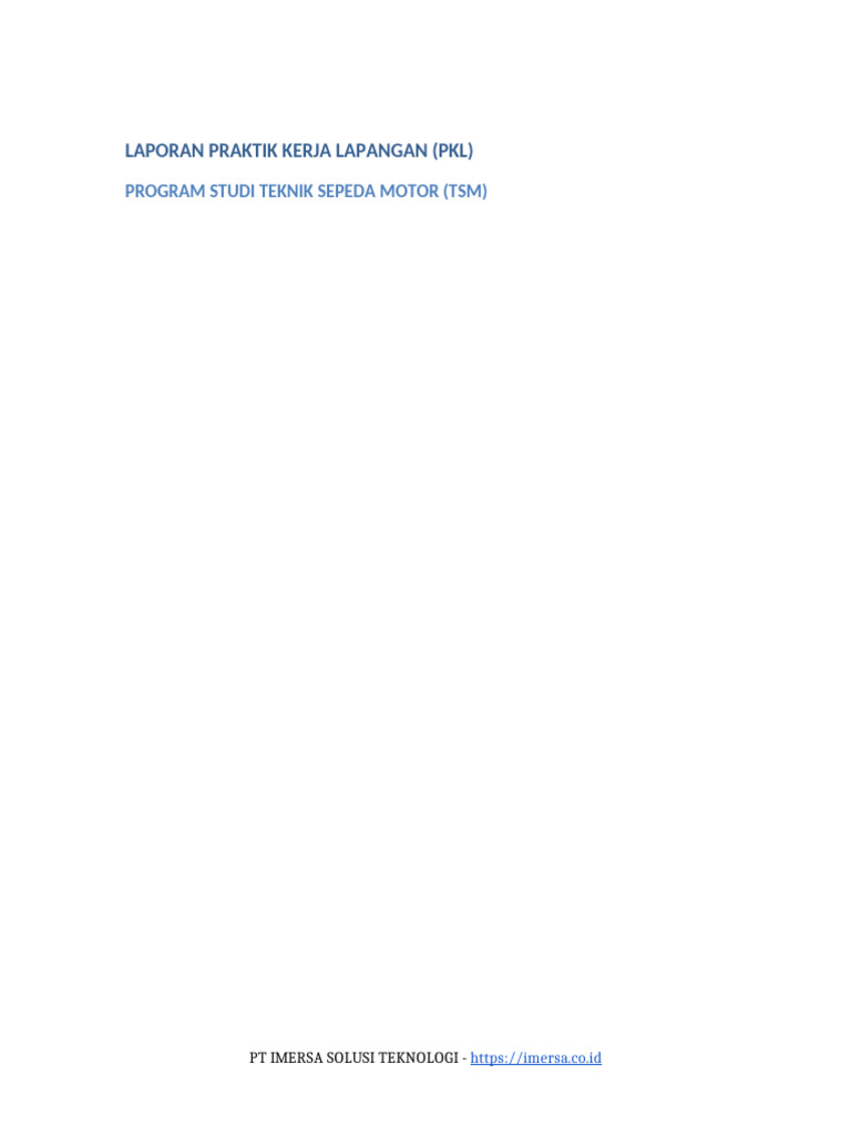 Contoh Laporan PKL TSM | PDF