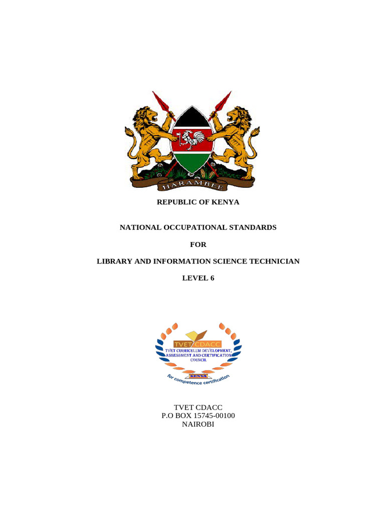 Occupational Standards for a Library and Information Science Technician Level 60001 | PDF ...