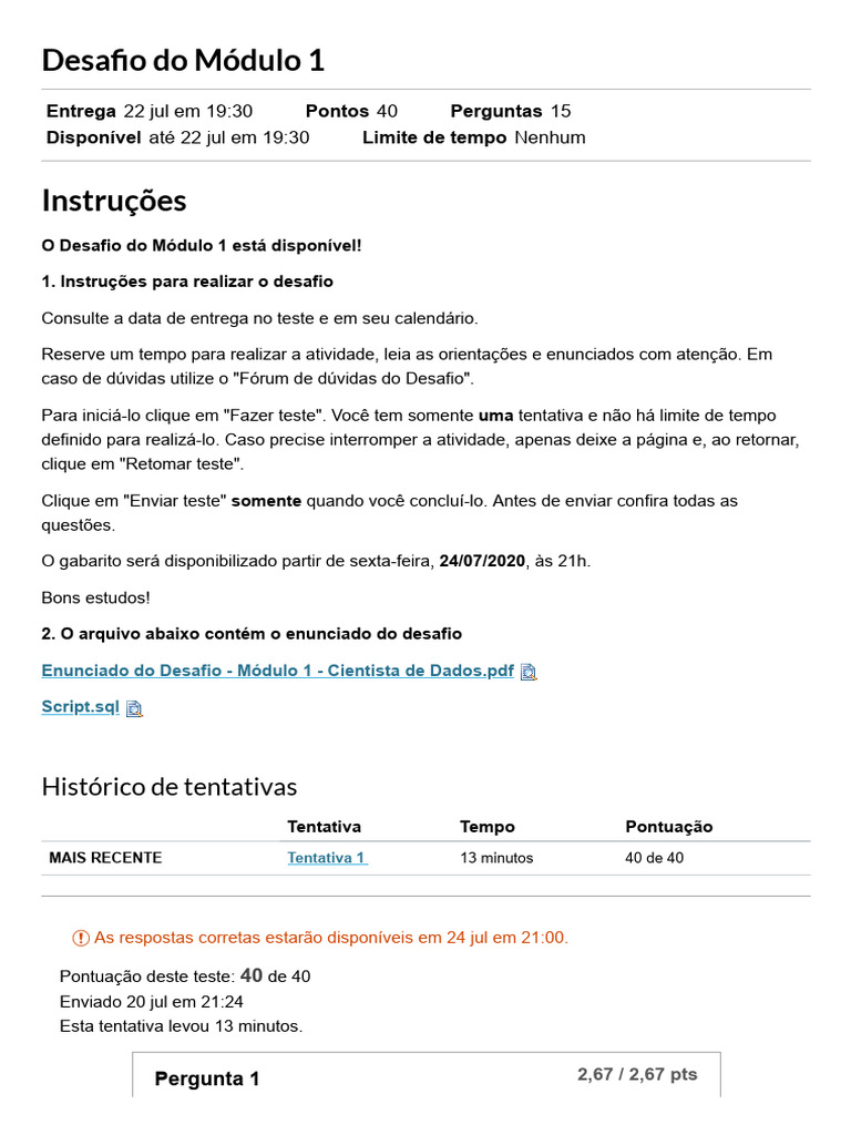 Desafio Do Módulo 1 - Bootcamp Online - Cientista de Dados Respostas | PDF | Informática | Programas