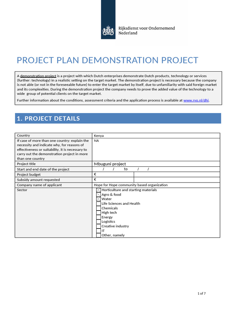 Projectplan Demonstratieprojecten - English (Word) | PDF | Risk | Agriculture