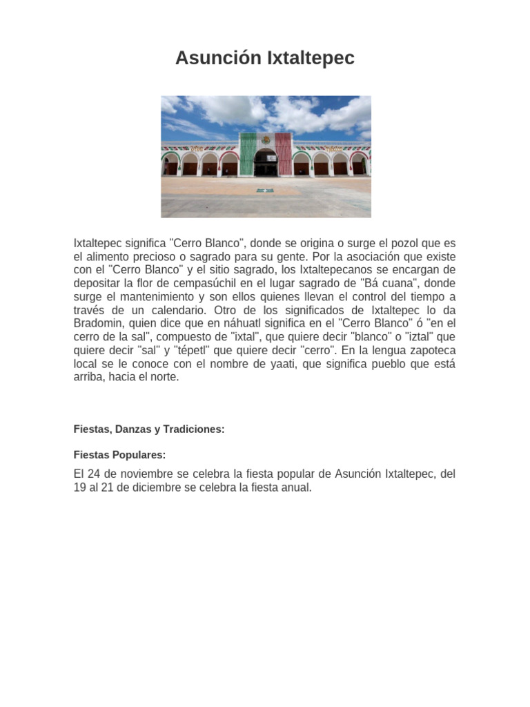 Comida Típica de Asunción Ixtaltepec | PDF