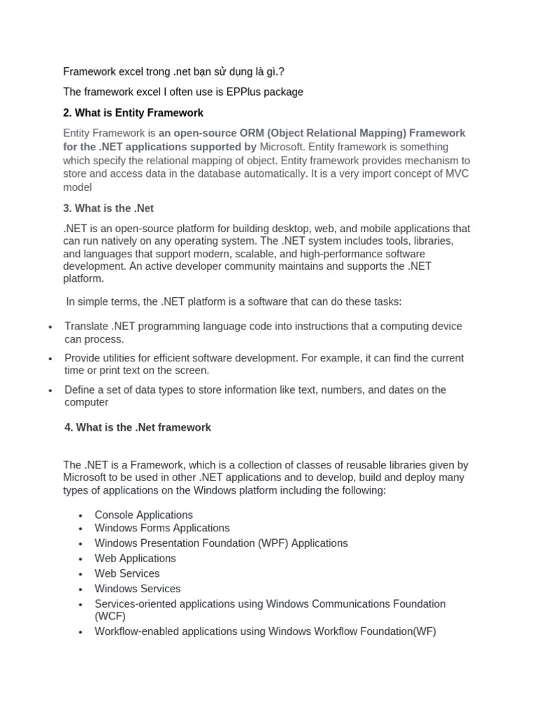 Net Developer Interview Question and Answer | PDF | Entity Framework ...